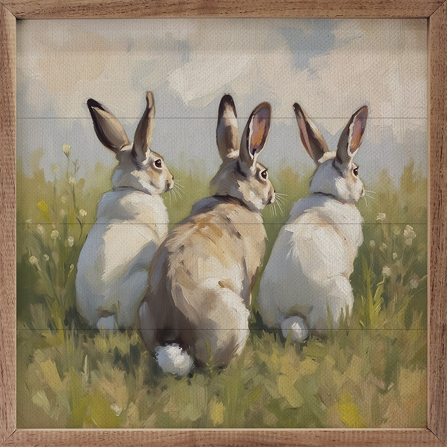 Three Bunnies In Green Field – Kendrick Home