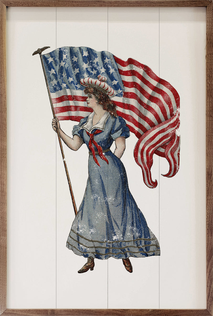 Independence Girl With Large Flag – Kendrick Home