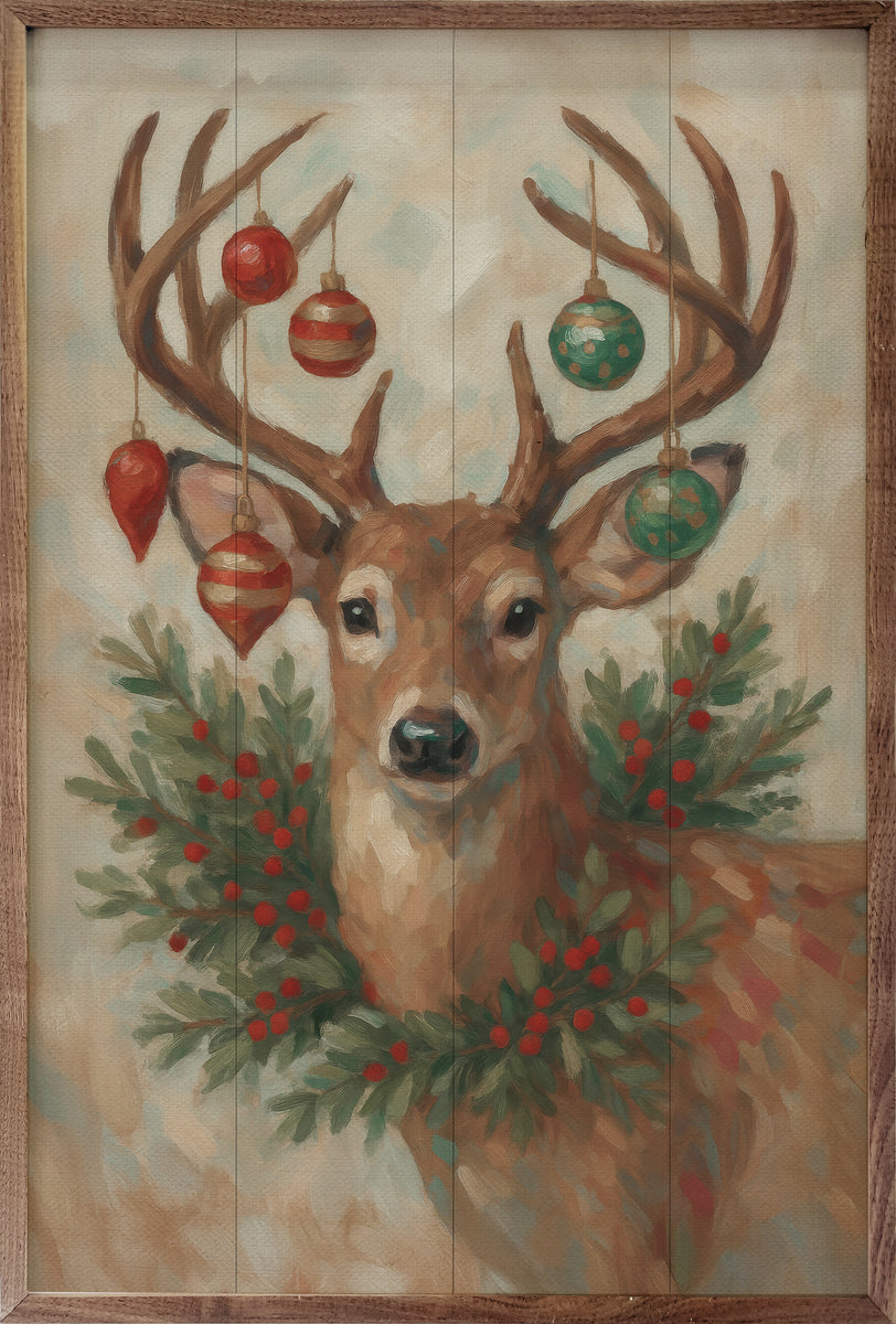 Christmas Whitetail Deer With Wreath – Kendrick Home