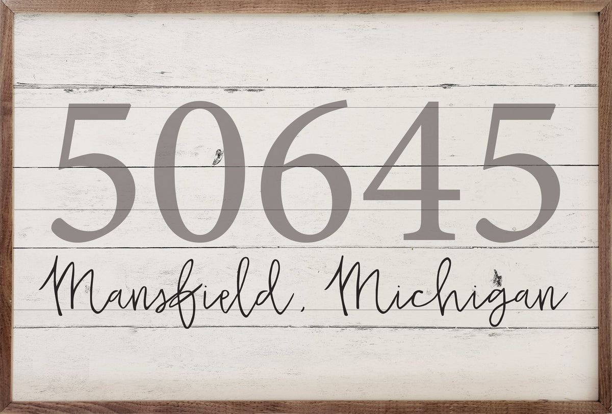 Rustic Script Personalized City State Zip – Kendrick Home