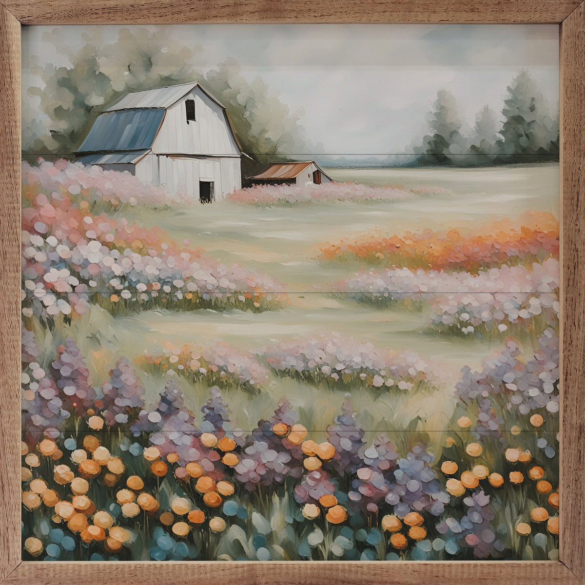 White Barn In Flower Field – Kendrick Home
