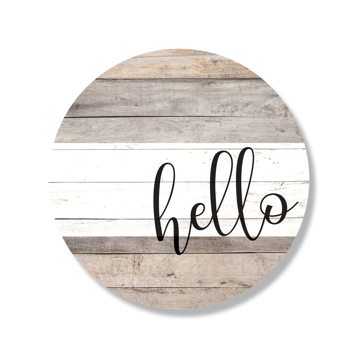 Hello White Stripe Whitewash Circle – Kendrick Home