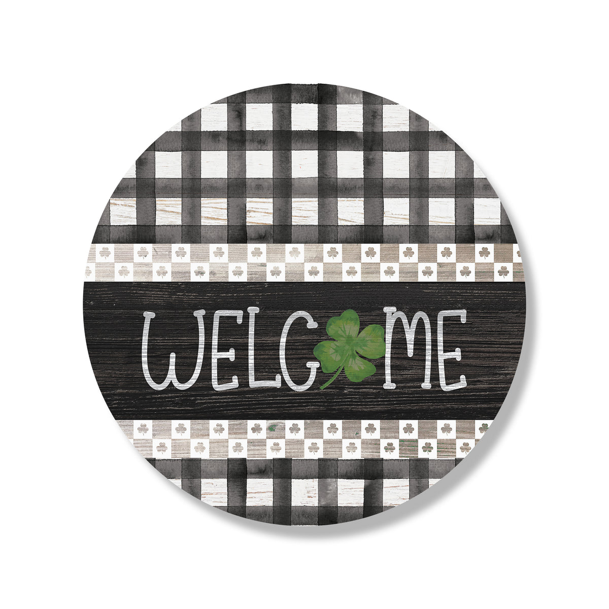 Welcome Clover Plaid Circle – Kendrick Home