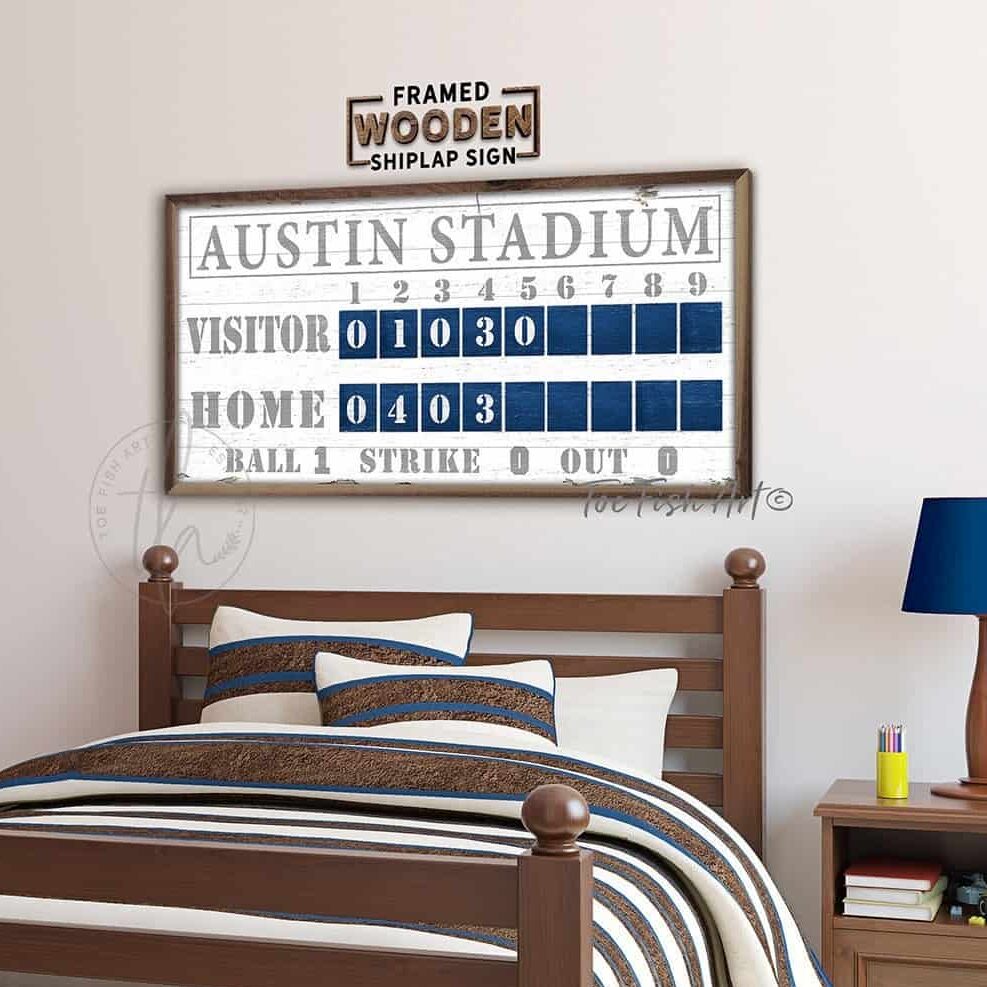 Baseball Scoreboard Personalized Framed Hardwood Shiplap Sign ...