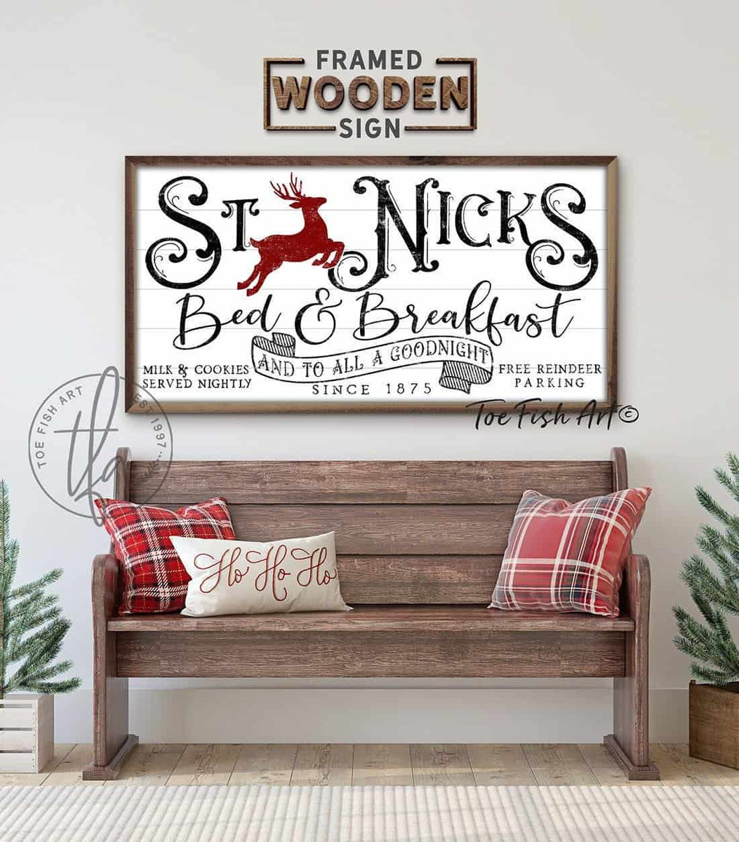 St. Nicks Bed & Breakfast Framed Hardwood Shiplap Sign – Kendrick Home