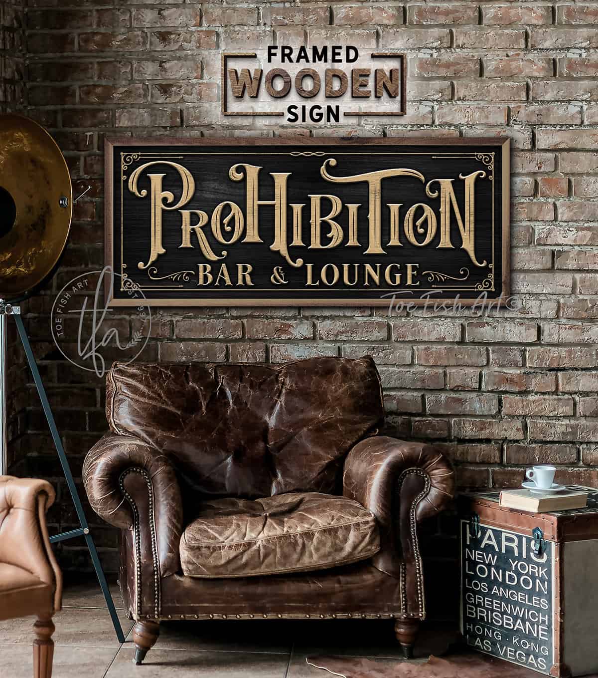 Prohibition Bar & Lounge Sign Framed Wood Shiplap – Kendrick Home